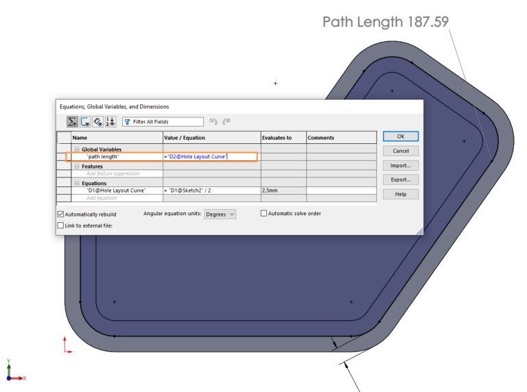 SOLIDWORKS: Hole Pattern Spacing With Equations